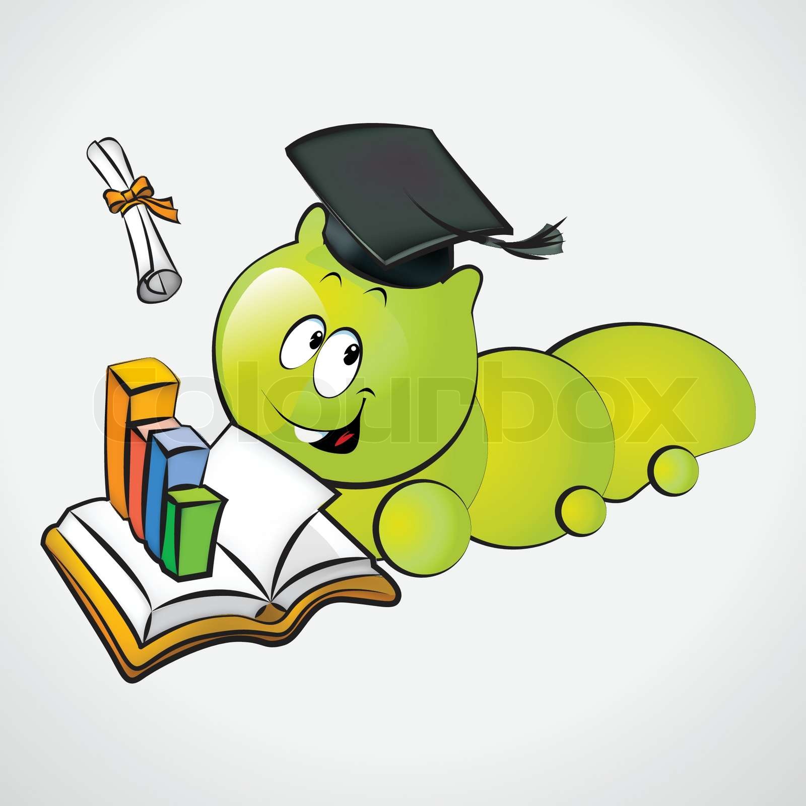 Bookworm with Graduation Cap and Holding a Diploma | Stock vector ...