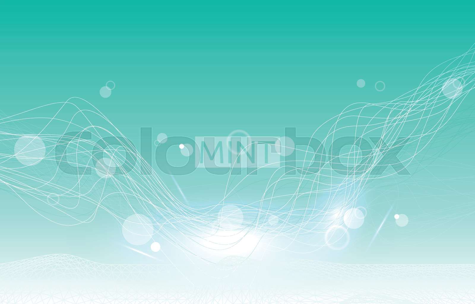 Wave Mint Green Turquoise Abstract Neuro Line Technology Background ...