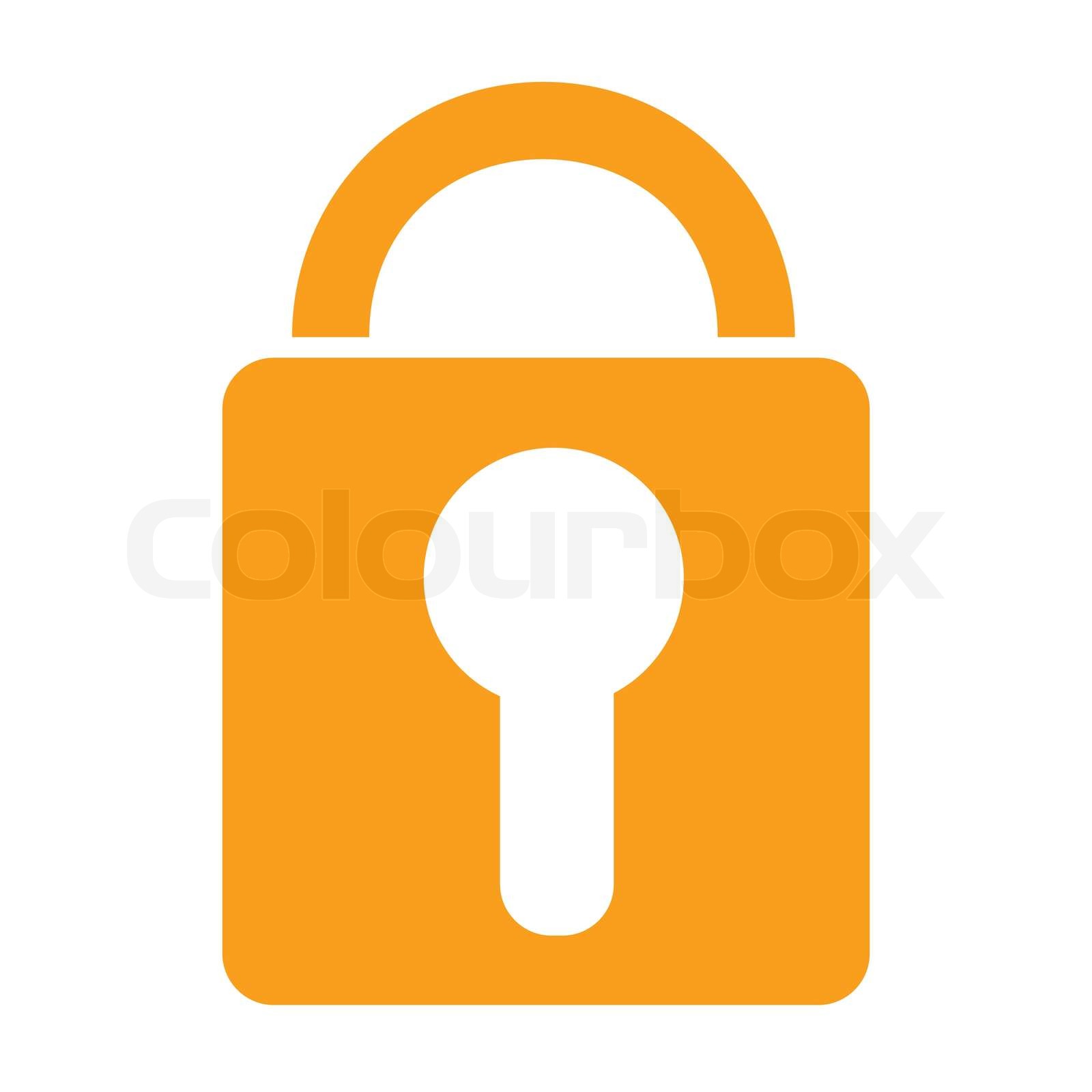 Closed lock icon in orange | Stock vector | Colourbox