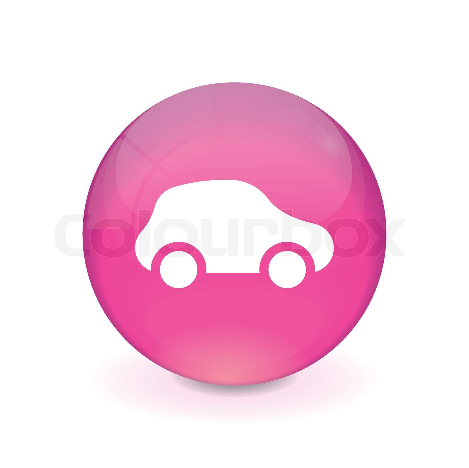Round pink button - Car icon | Stock vector | Colourbox