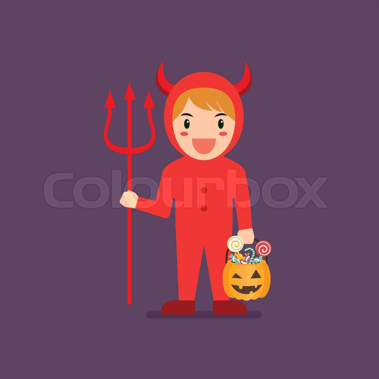 Kids in devil halloween costume | Stock vector | Colourbox