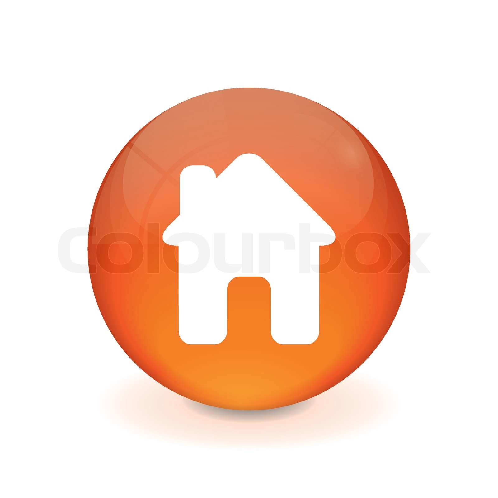 Round orange button - House icon | Stock vector | Colourbox