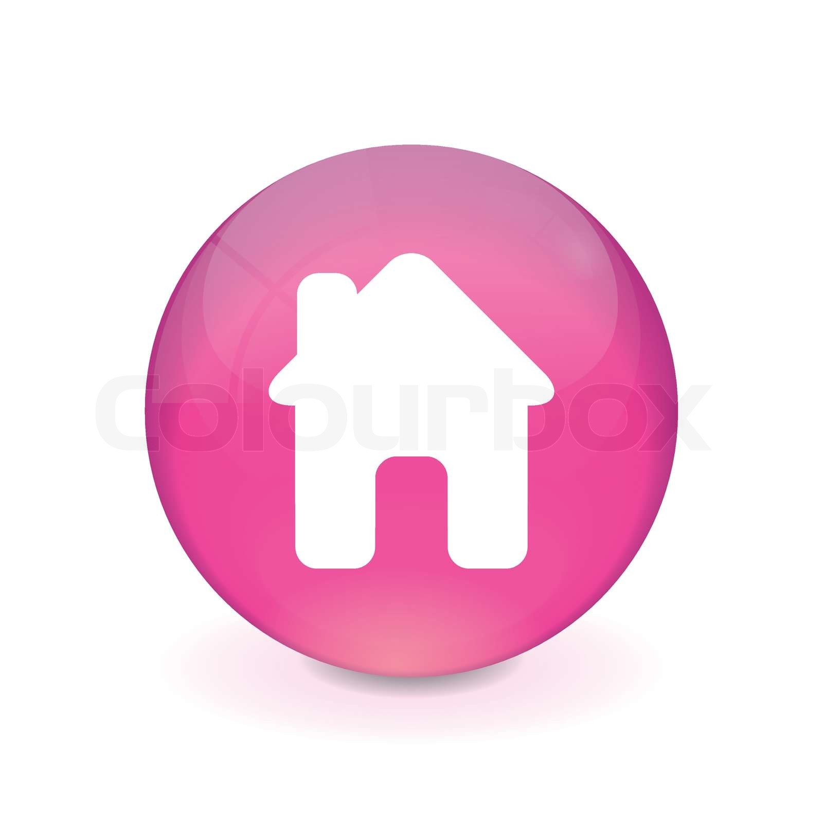 Round pink button - House icon | Stock vector | Colourbox