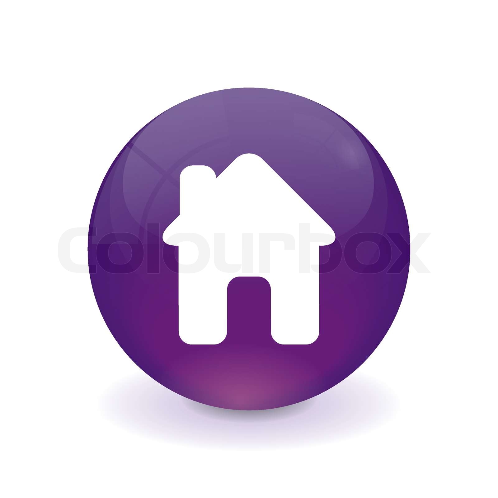 Round purple button - House icon | Stock vector | Colourbox