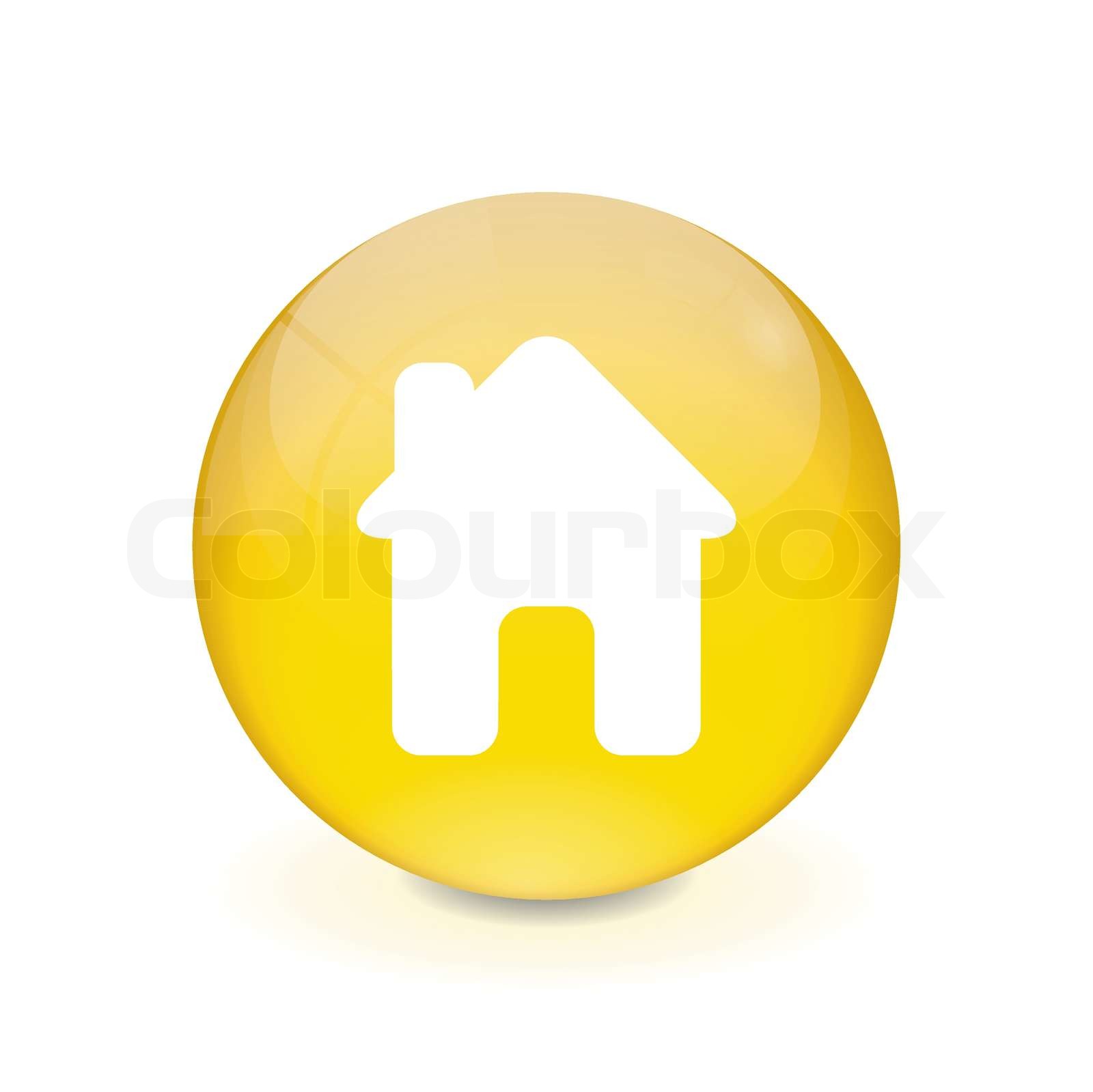 Round yellow button - House icon | Stock vector | Colourbox