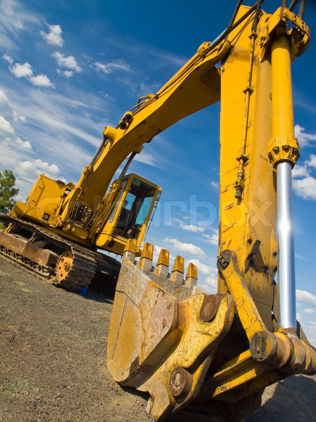 Heavy Duty Construction Equipment Parked at Worksite | Stock image ...
