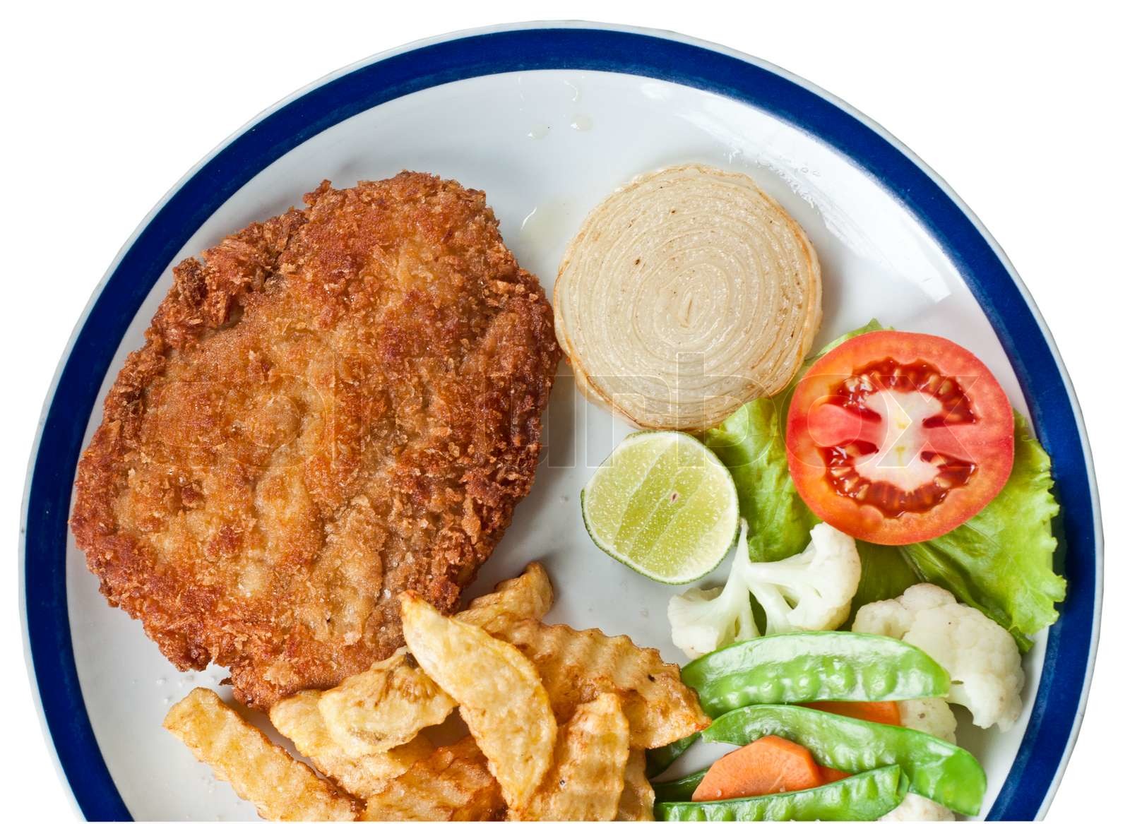 fried fish steak isolated | Stock image | Colourbox