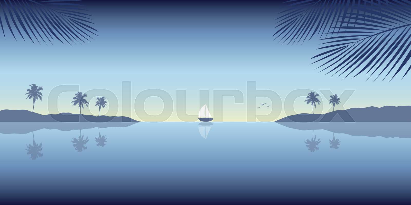 palm, exotic, blue | Stock vector | Colourbox