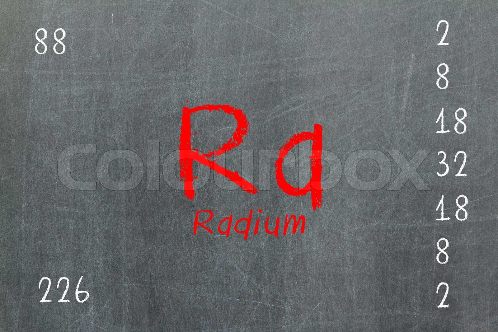 Isolated blackboard with periodic table, Radium | Stock image | Colourbox