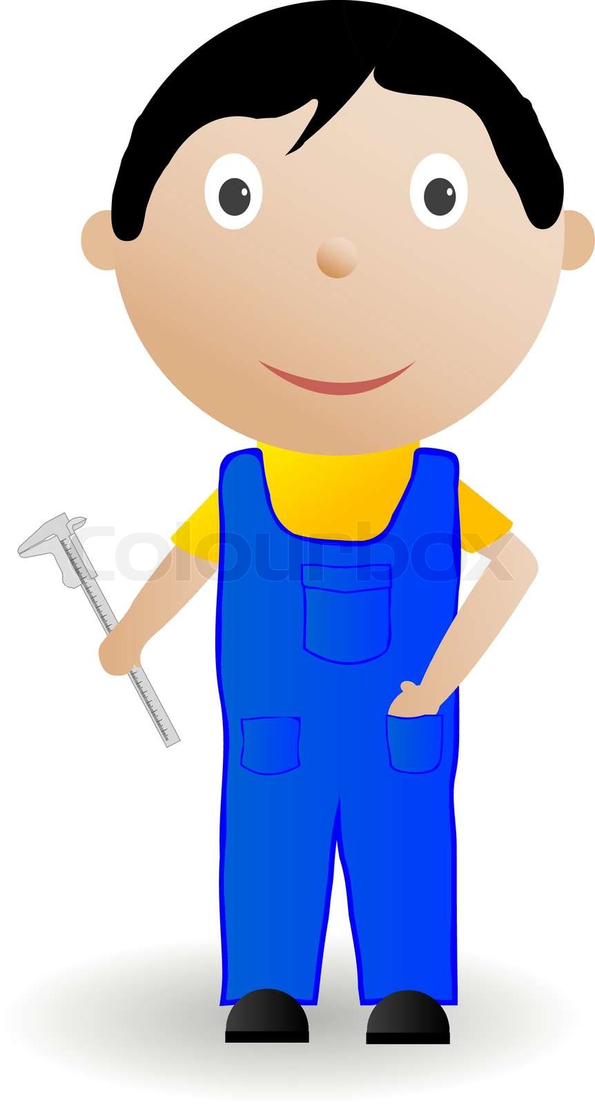 Vector illustration the boy with the tool | Stock vector | Colourbox