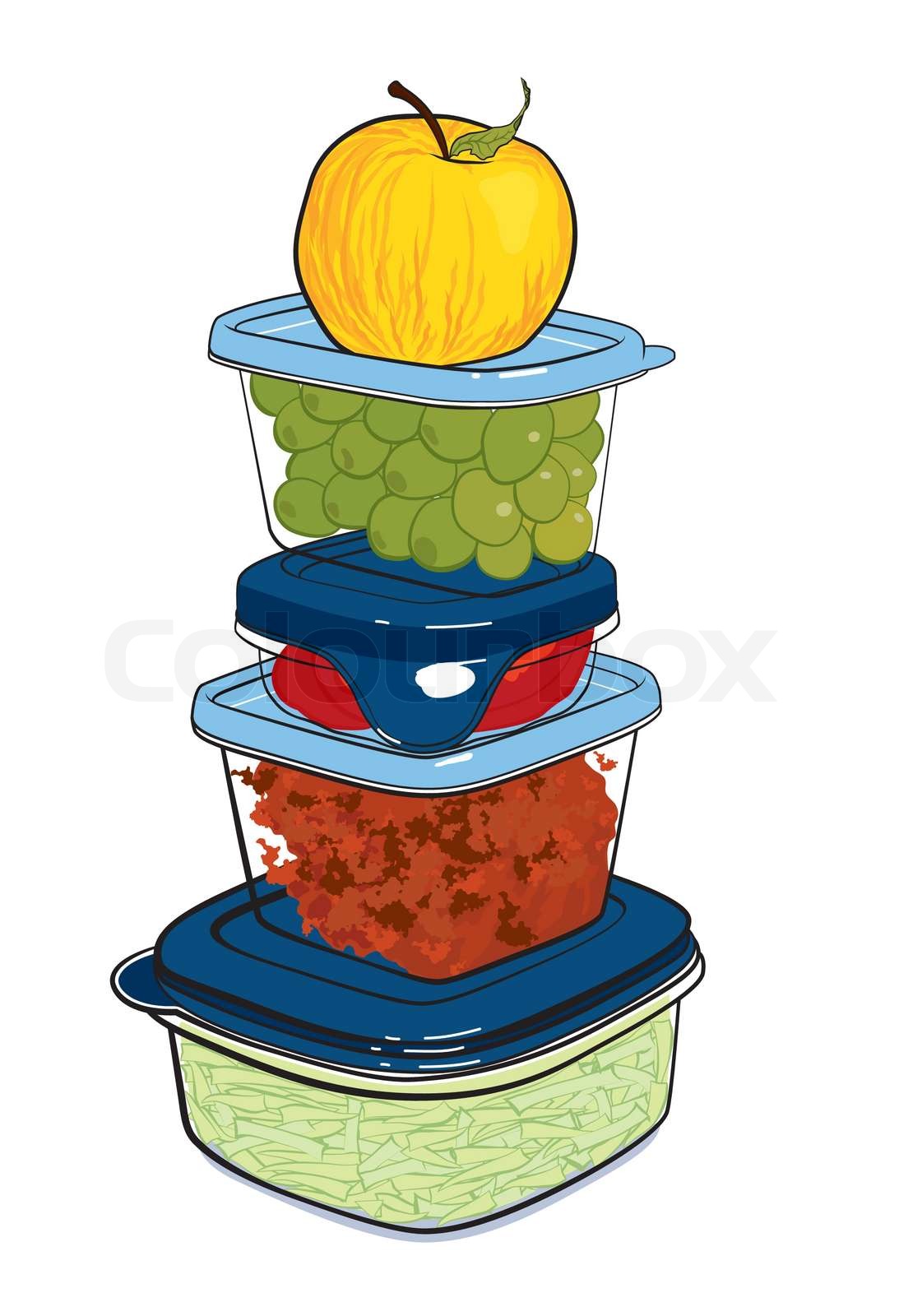 plastic containers with food, vector illustration | Stock vector ...