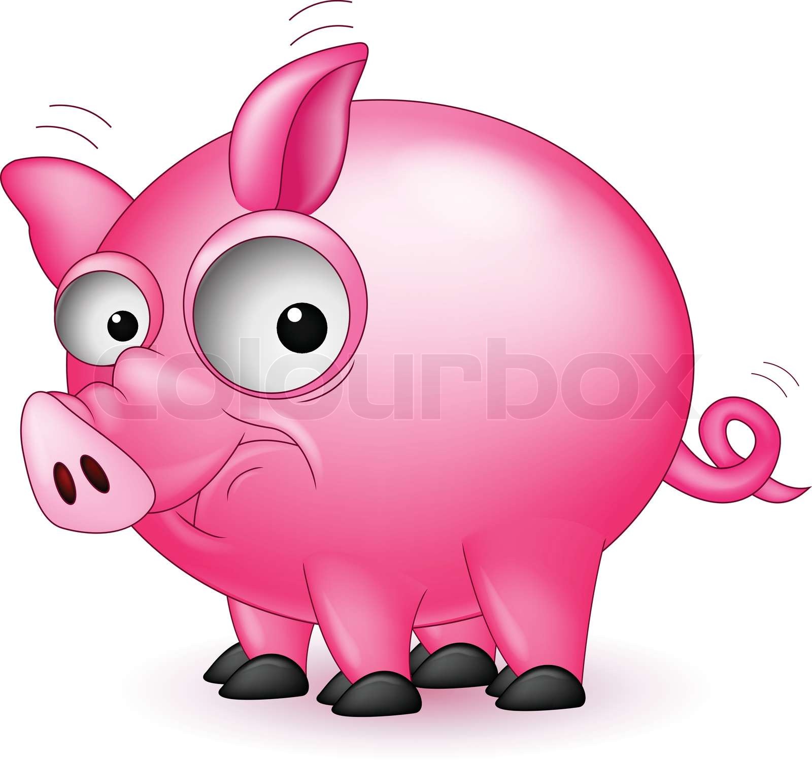 funny pig cartoon | Stock vector | Colourbox