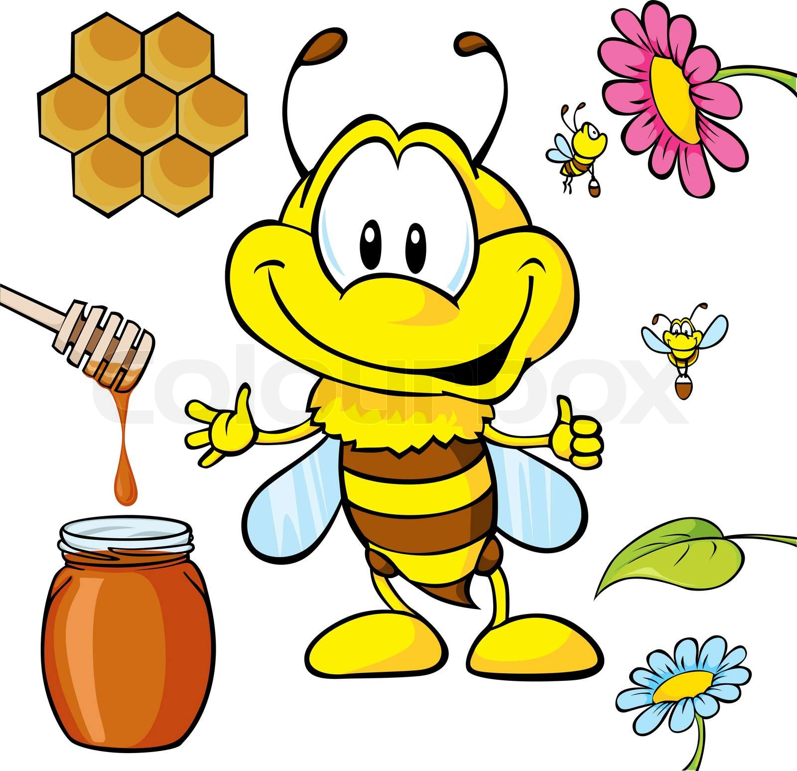 Lustige Bienen-Karikatur | Stock-Vektor | Colourbox