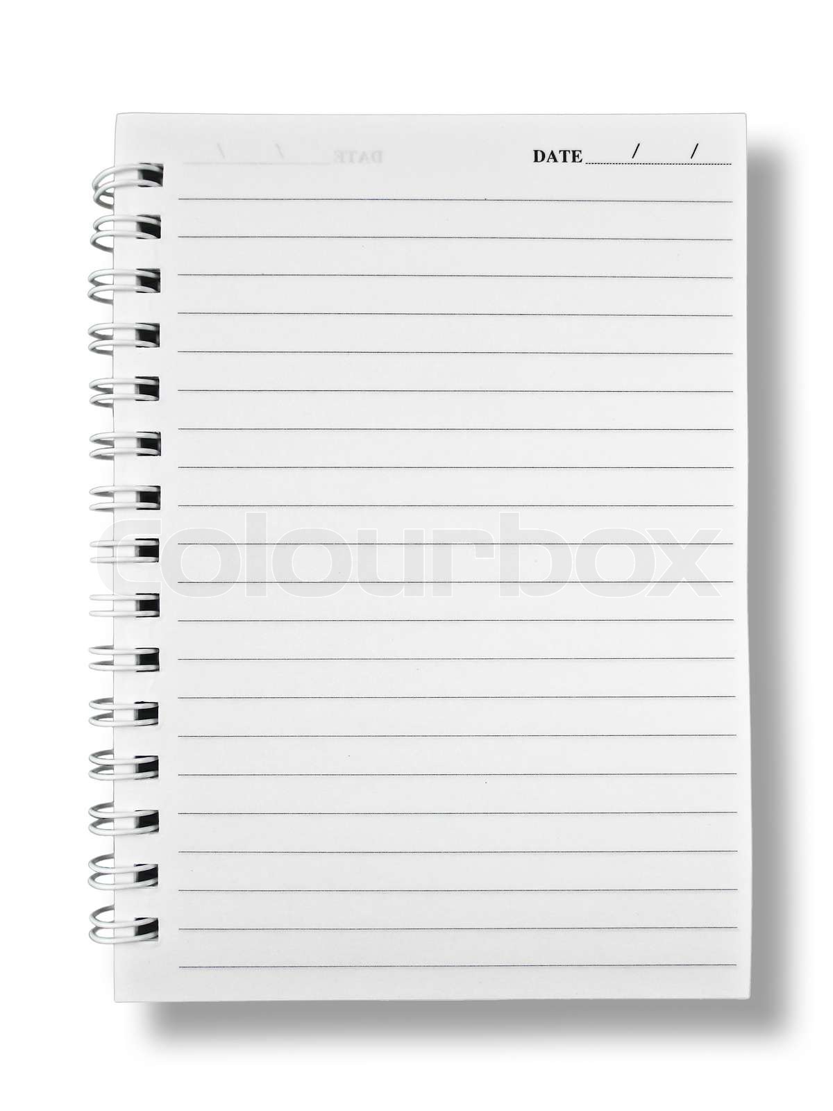 Notebook Paper with shadow on White Background | Stock image | Colourbox