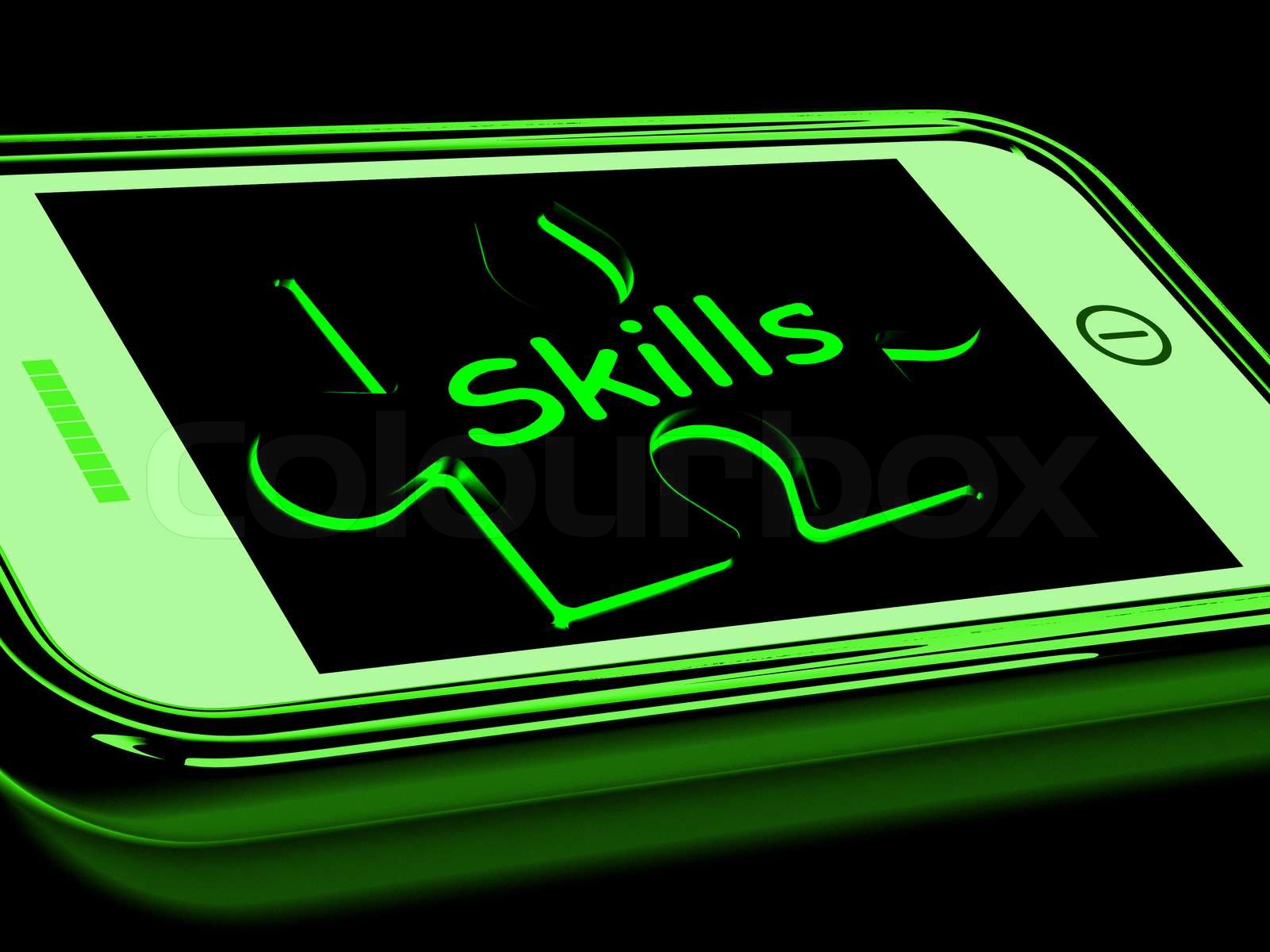 Skills On Smartphone Shows Abilities, And Talents | Stock image | Colourbox