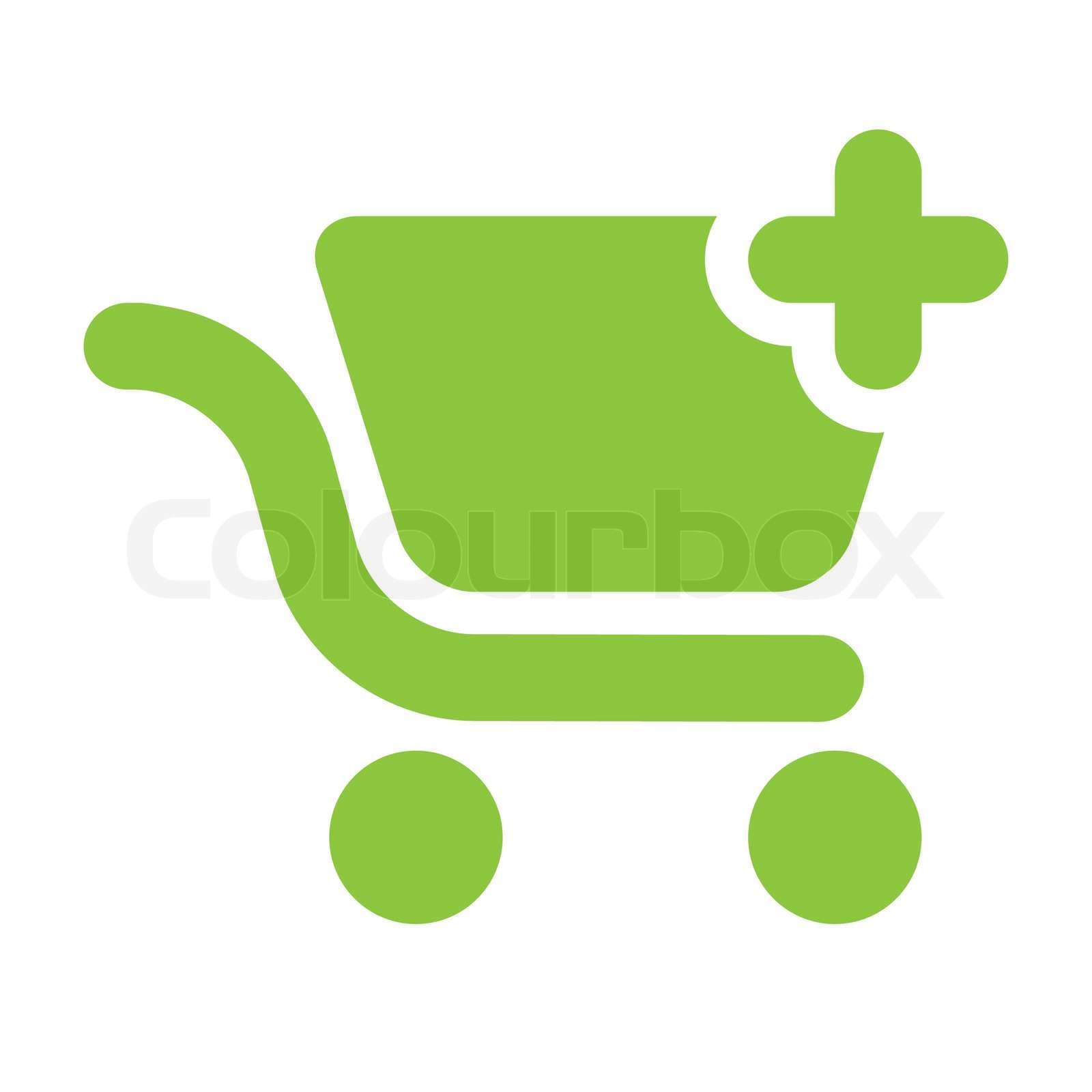 Icon - shopping cart add - light green | Stock vector | Colourbox