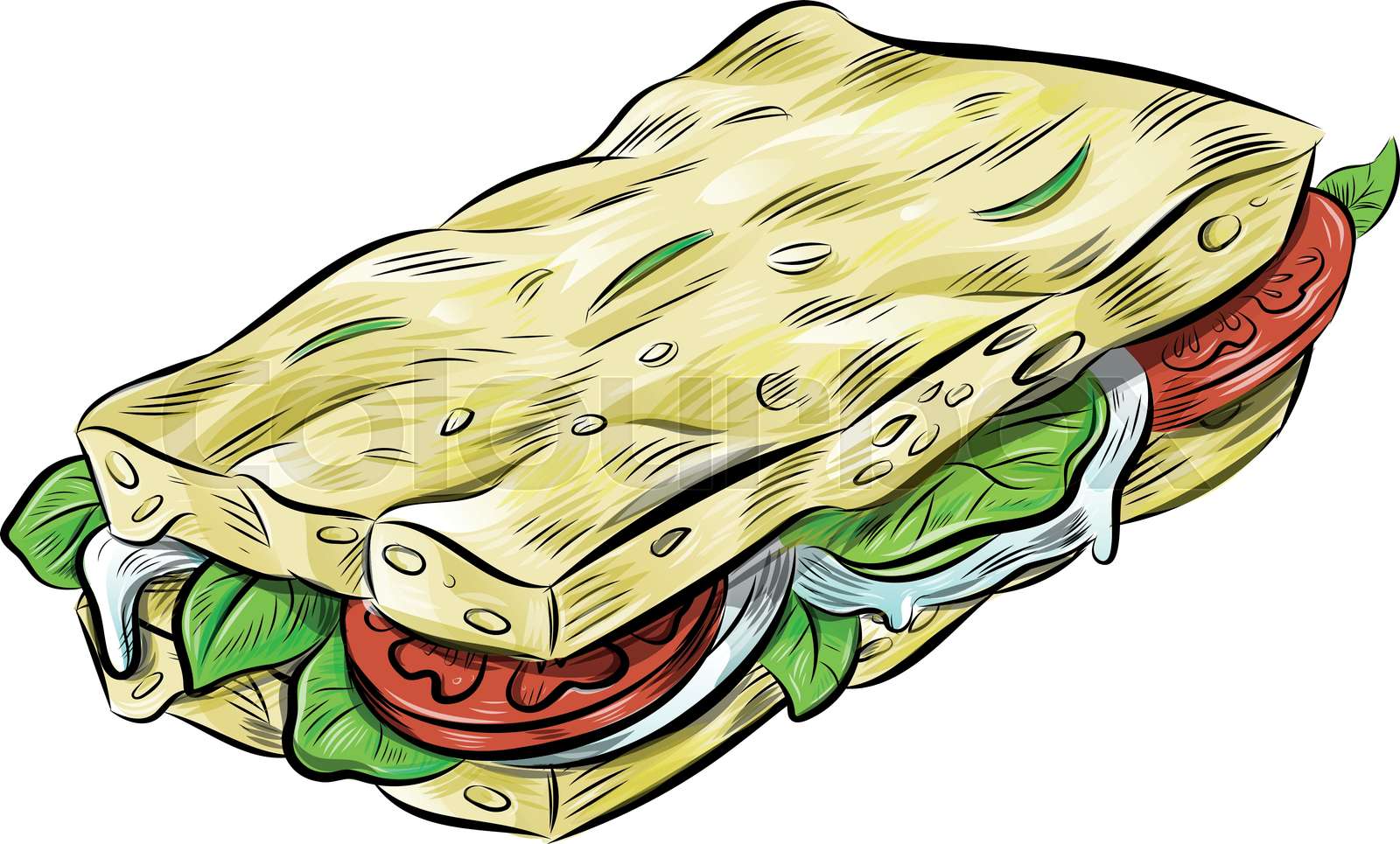 stuffed focaccia isolated on white. vector illustration | Stock vector ...