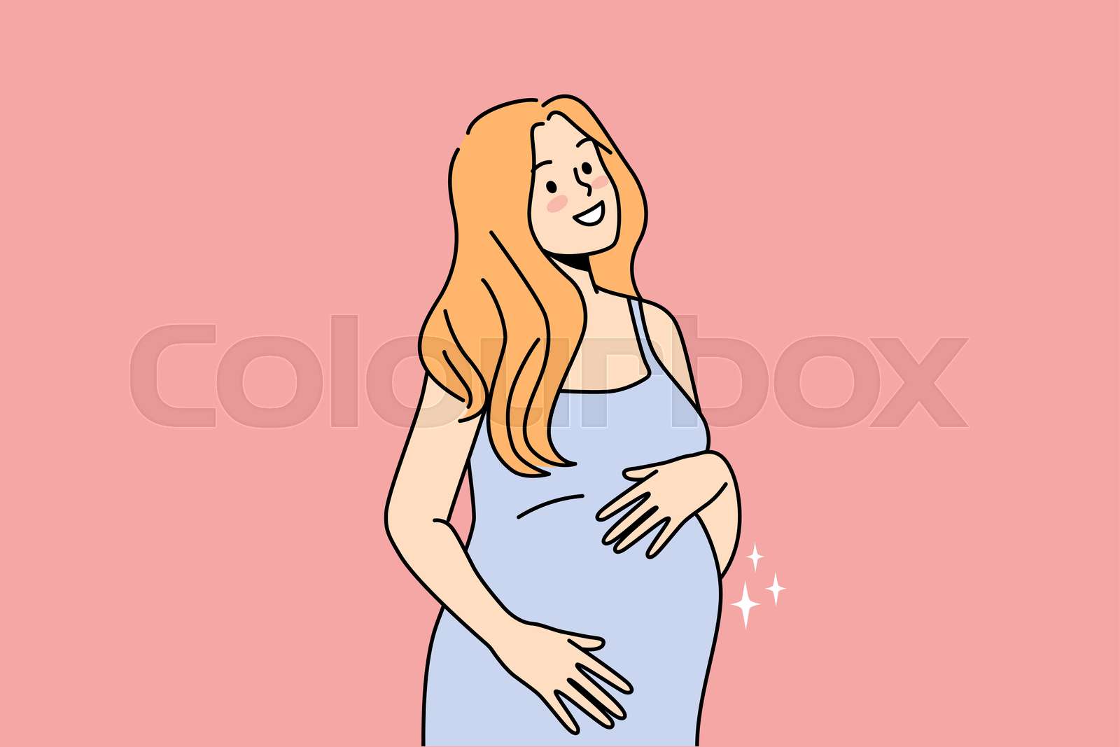 Happy woman excited with pregnancy | Stock vector | Colourbox