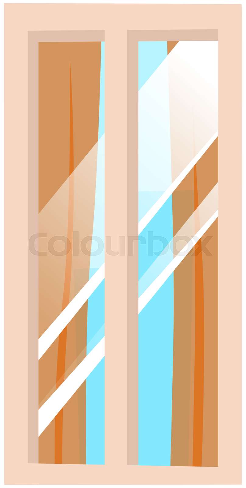 Modern narrow window with transparent glass in thin frame. Interior of ...