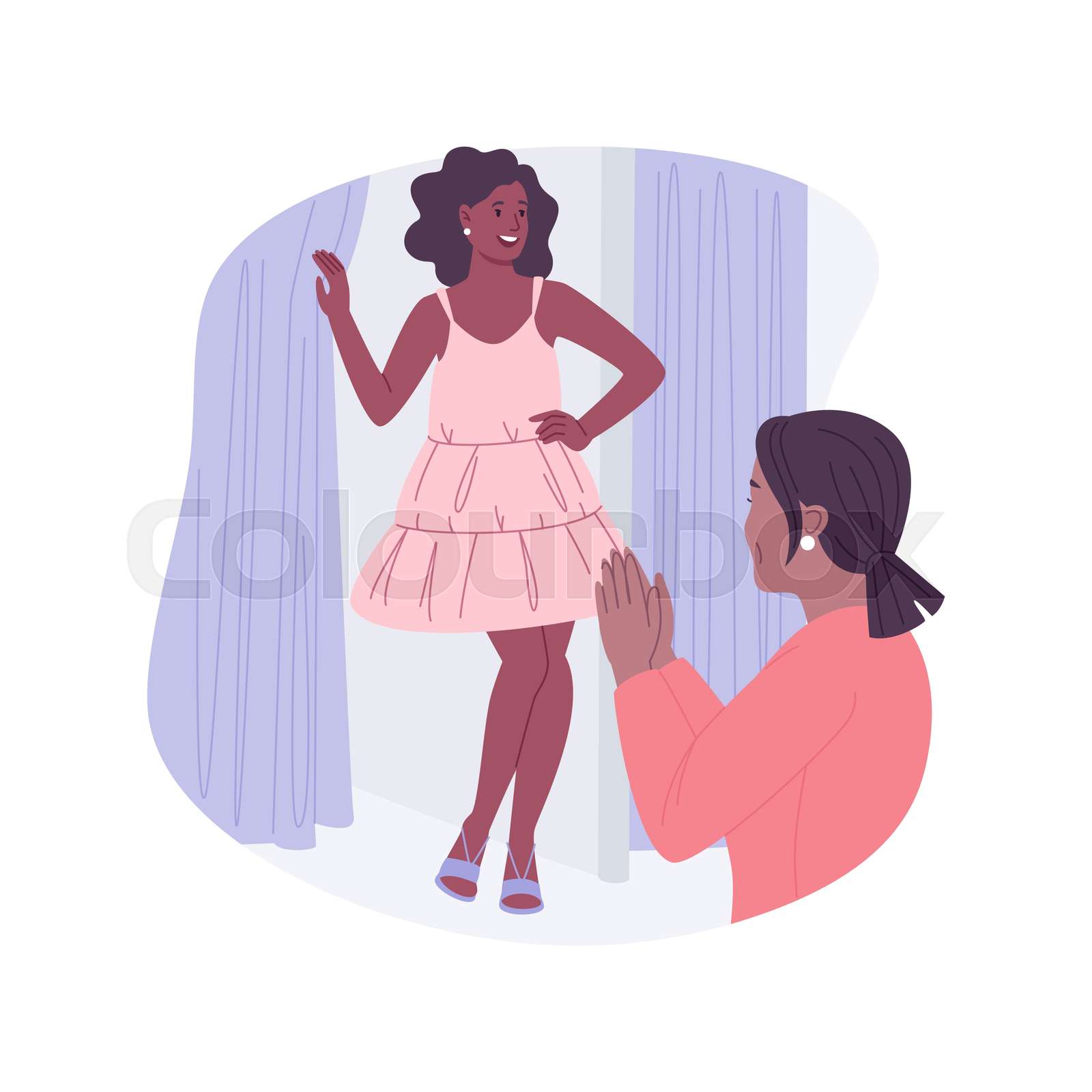 Trying on new clothes isolated cartoon vector illustrations. | Stock ...