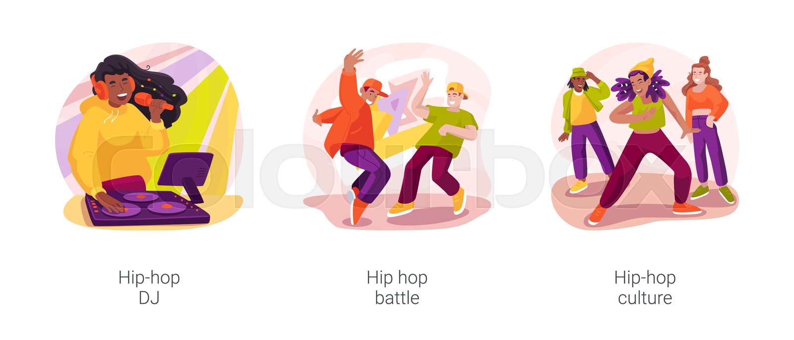 Hip-hop culture isolated cartoon vector illustration set | Stock vector ...