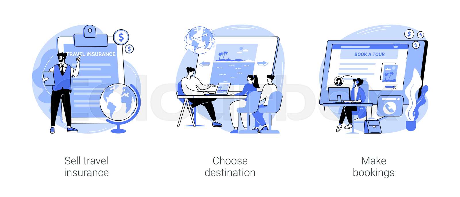 Travel agency isolated cartoon vector illustrations se | Stock vector ...