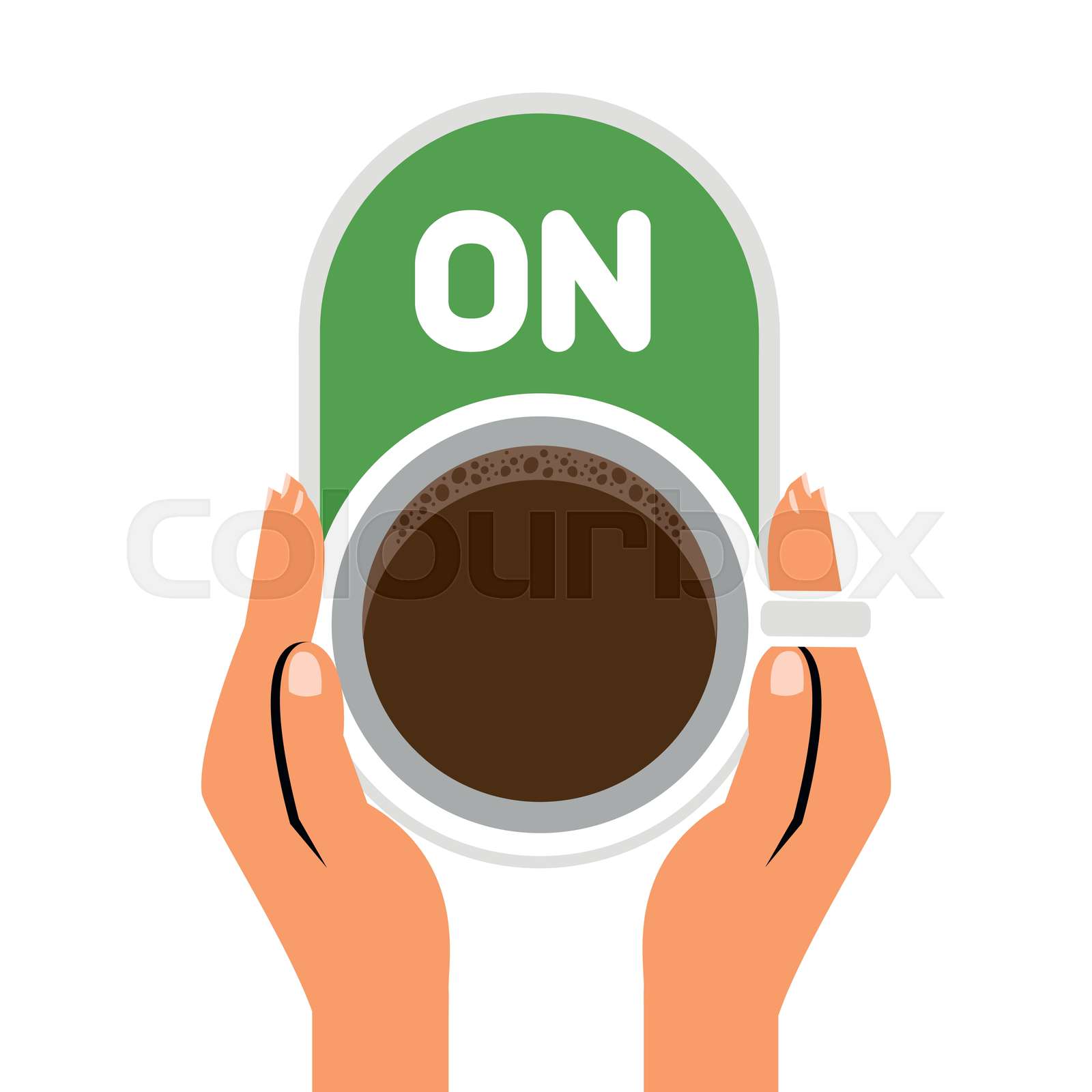 Hand Holding Coffee Cup With On Button Concept Stock Vector Colourbox