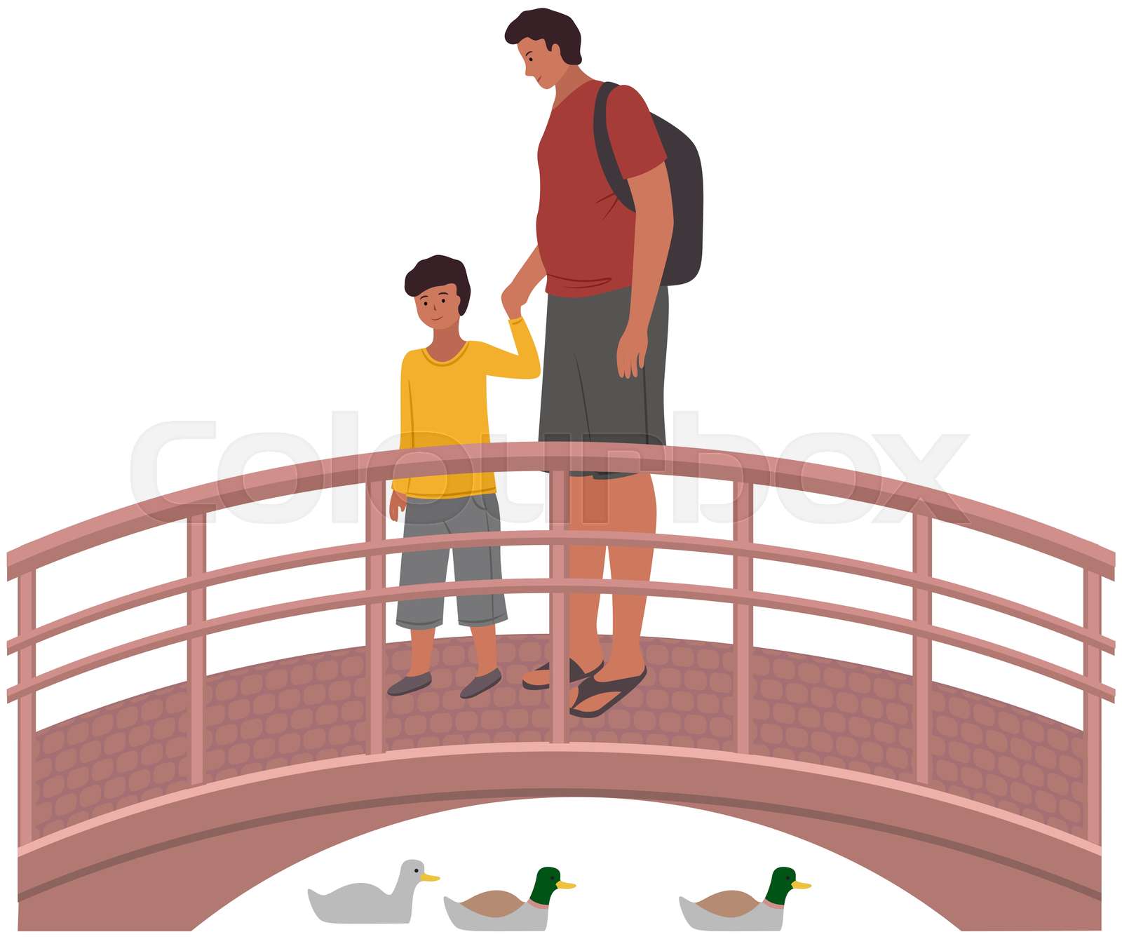 Family walk in park together. Dad and son leisure activity. Parents and ...