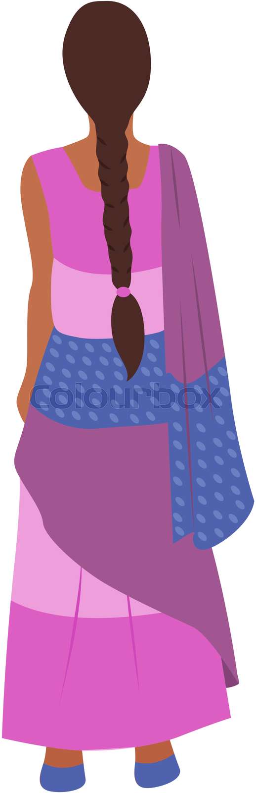 Young cartoon style Indian woman in traditional clothes. Female ...
