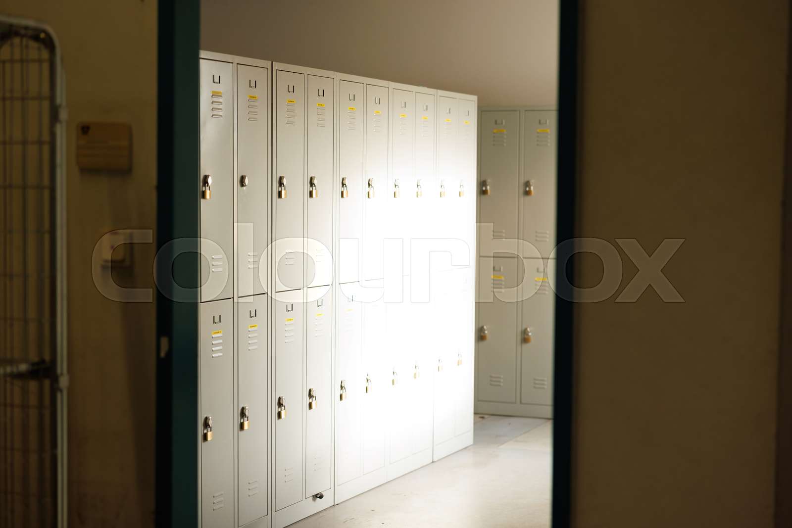 Modern locker room interior, warehause concept for workers | Stock ...