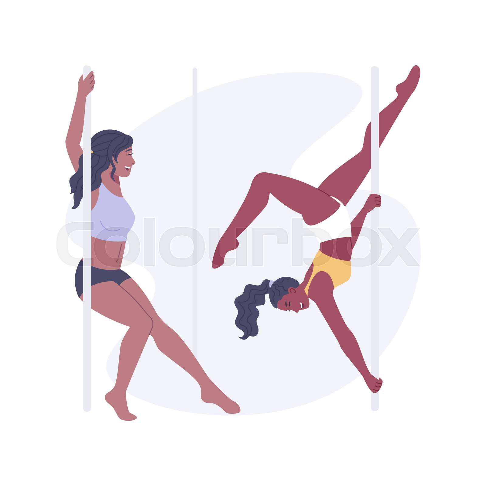 Pole dance classes isolated cartoon vector illustrations. | Stock vector | Colourbox