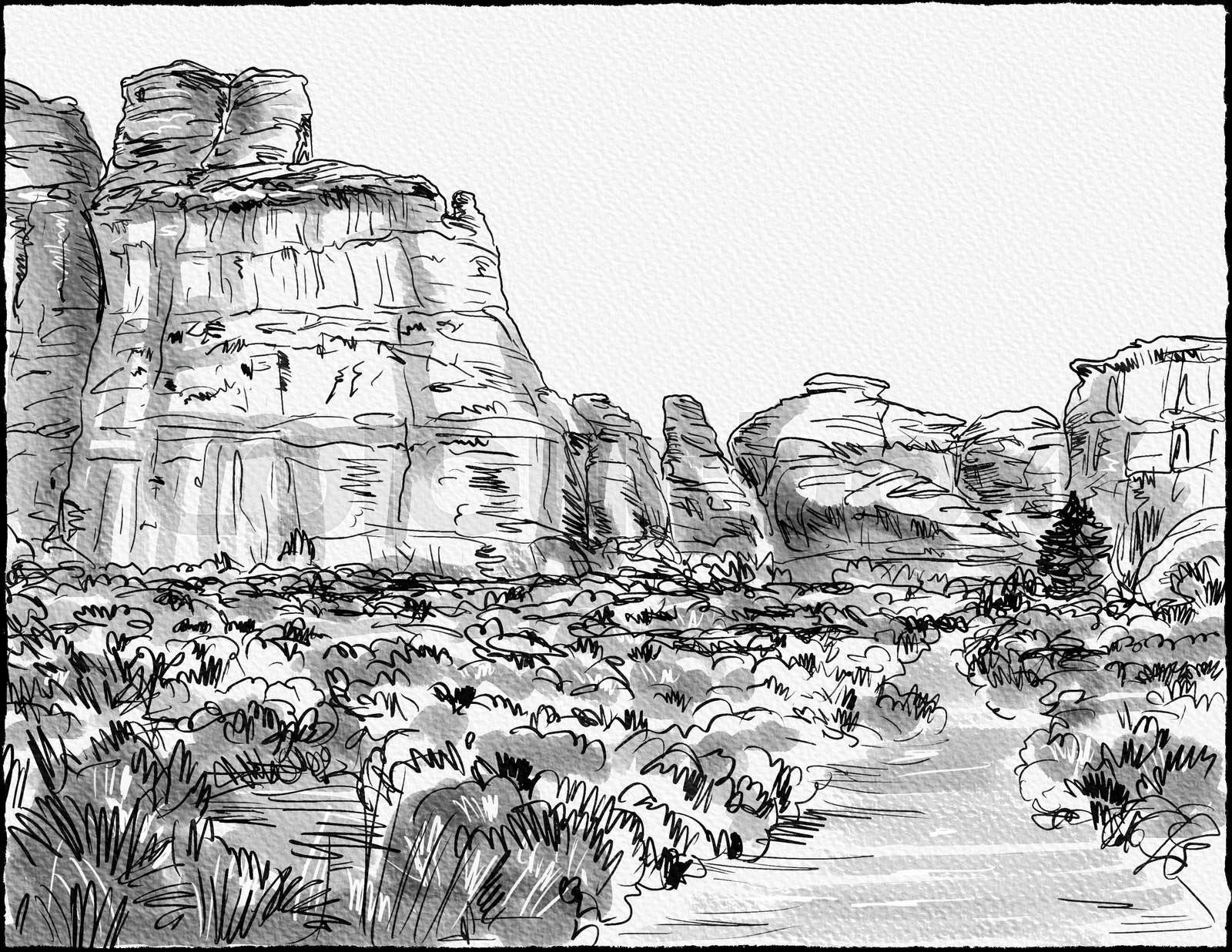 aquarell, retro, landschaft | Stock Bild | Colourbox