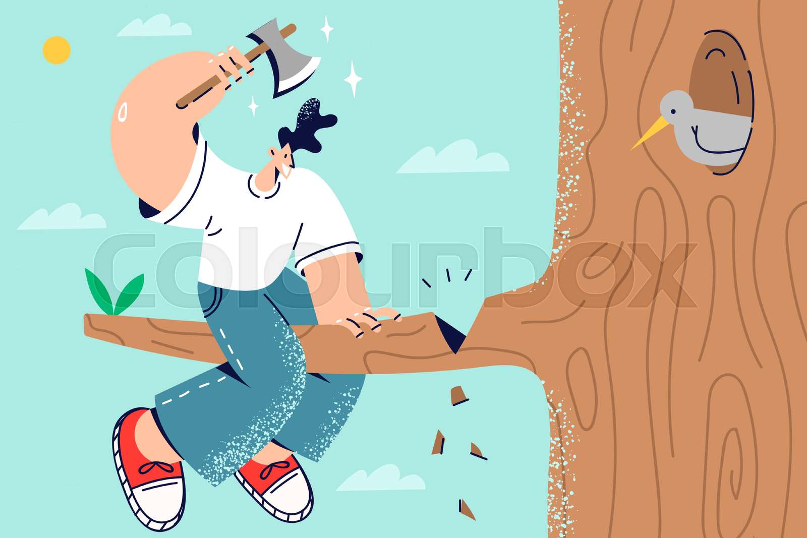 Man Cutting Trees Clipart