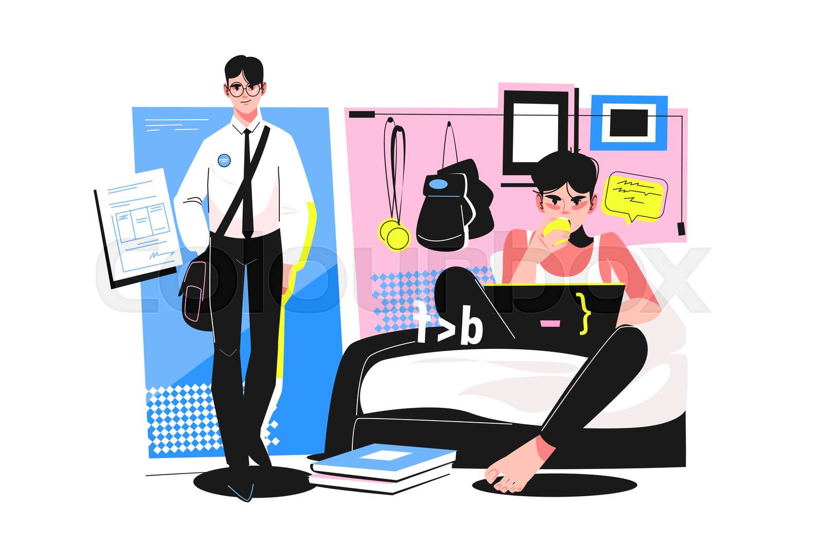 Programming school student in uniform | Stock vector | Colourbox