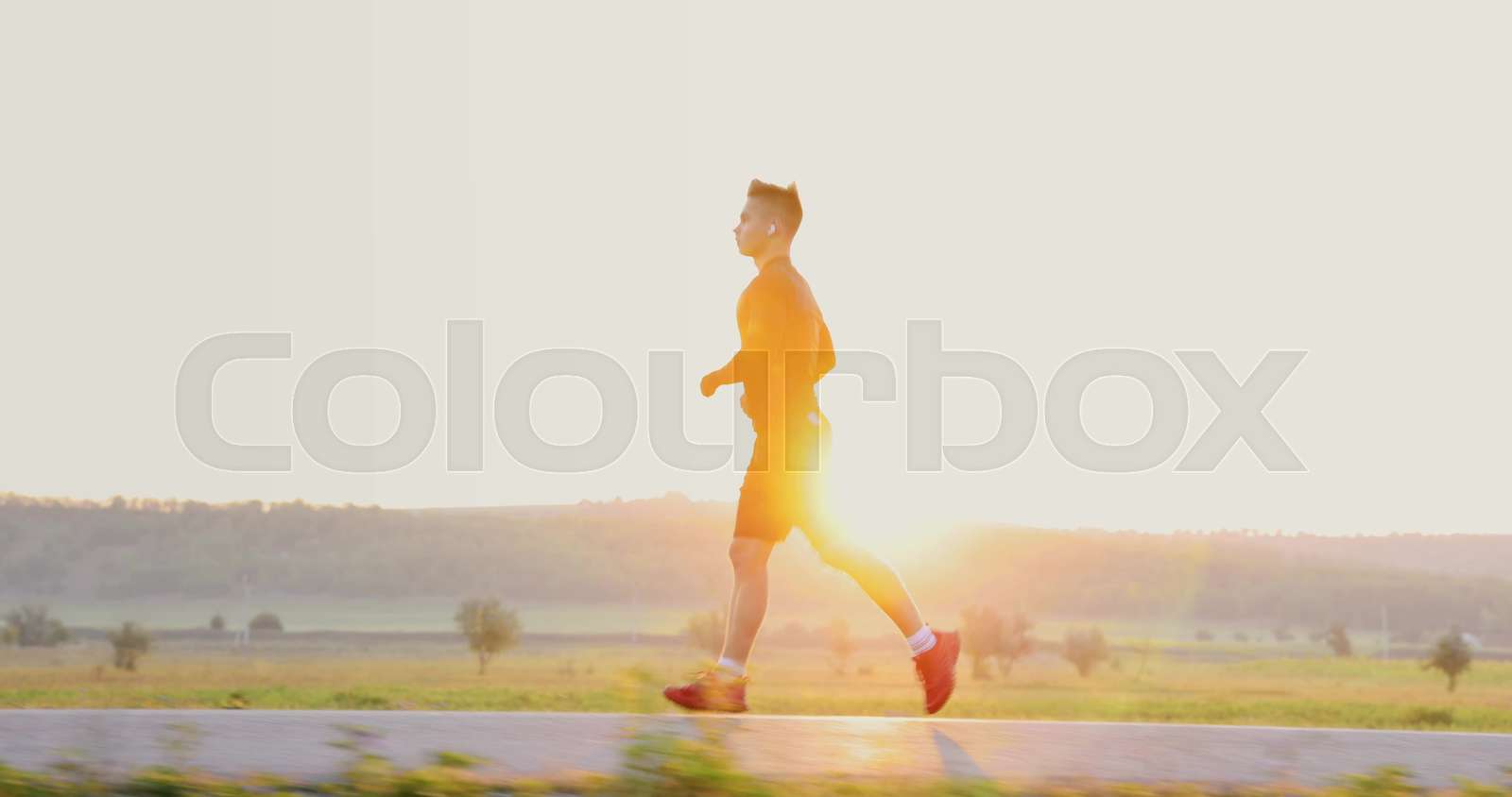 running man silhouette boy running fast outdoor sport. fitness marathon ...