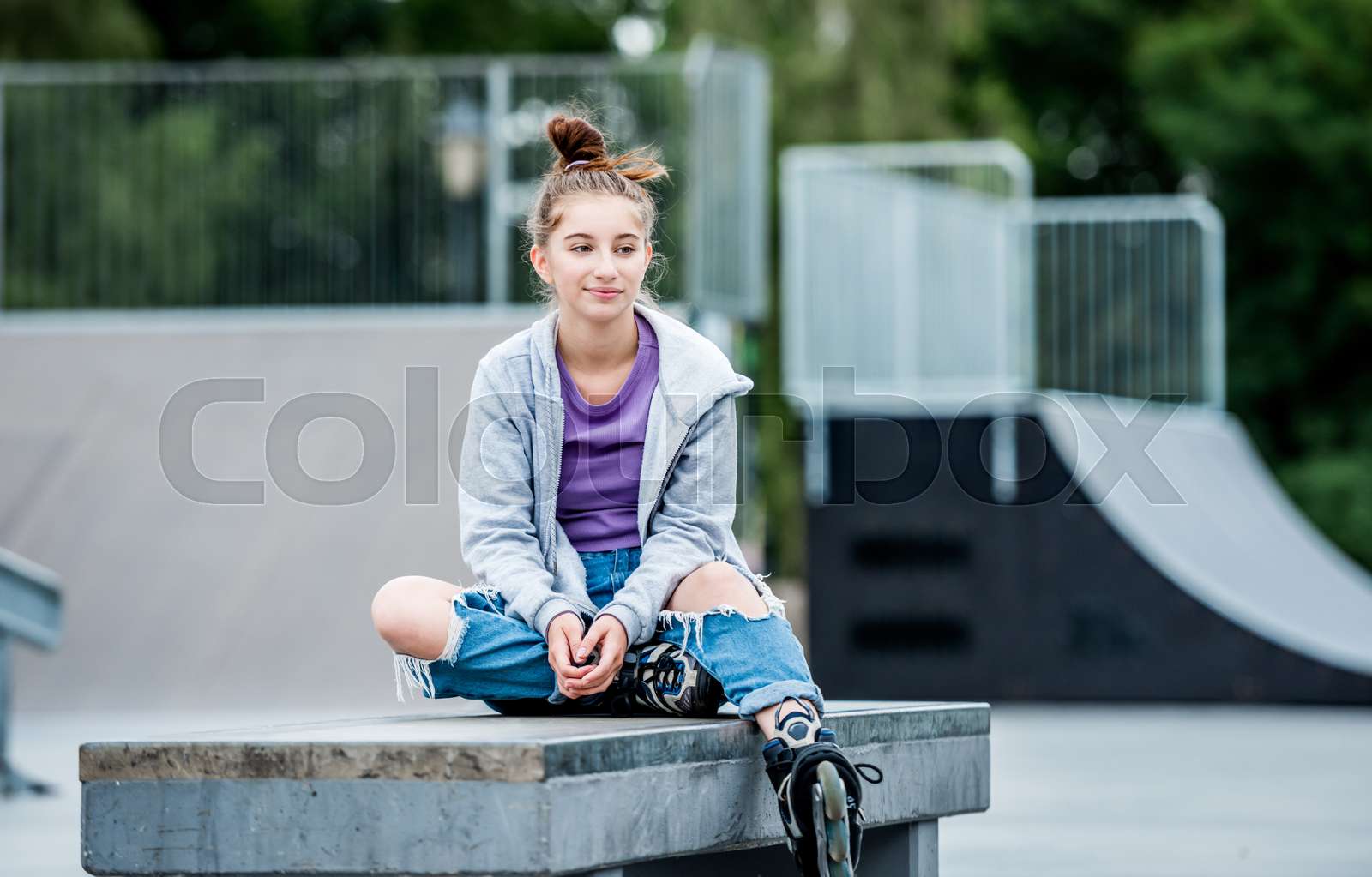 Girl Roller Skater Stock Image Colourbox