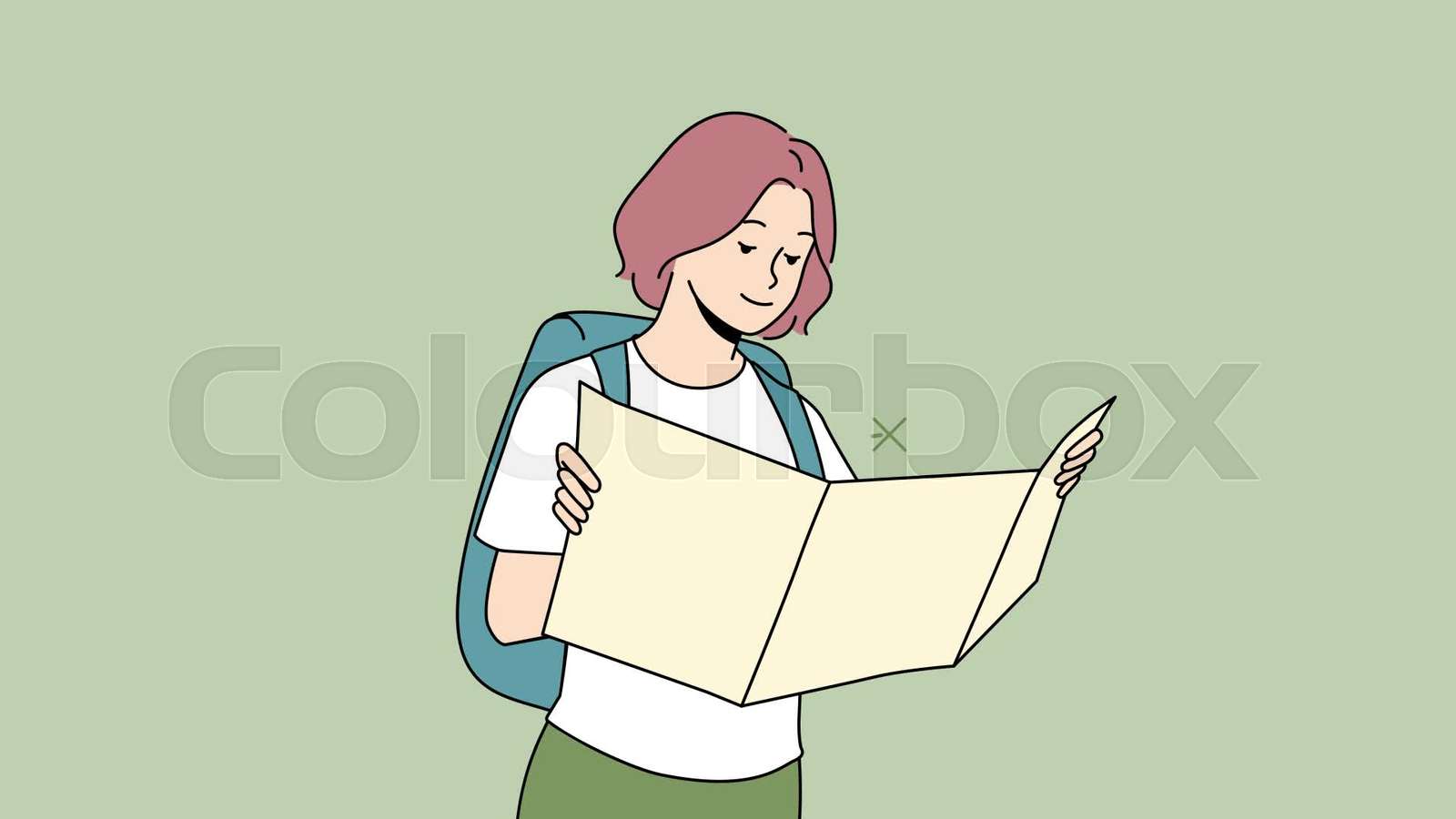 Woman check route on paper map | Stock video | Colourbox