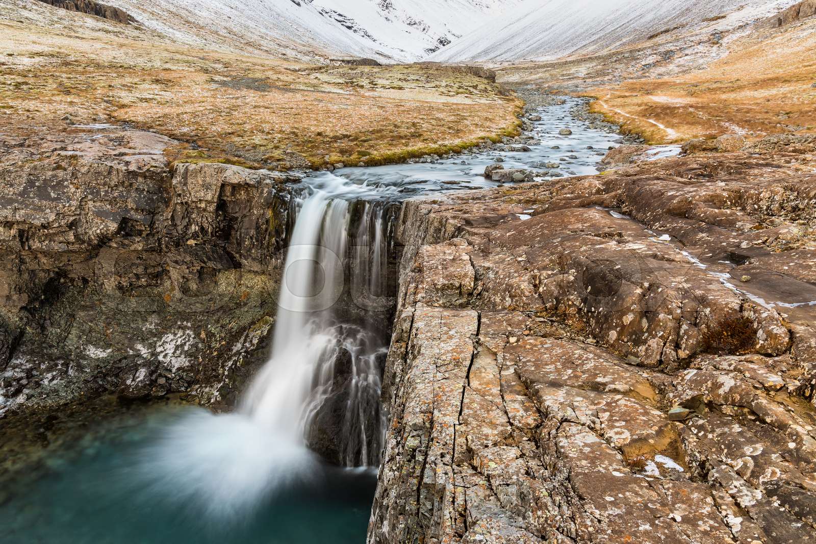 Waterfall Skutafoss in Thorgeirsstadadalur valley in east Iceland ...
