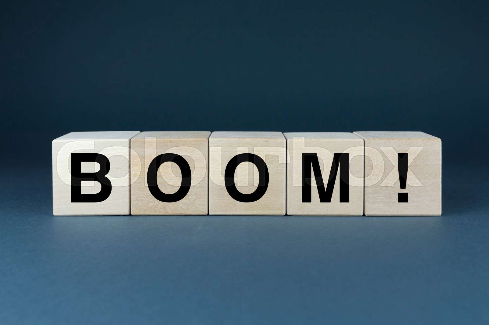 Boom sign. Cubes form the word Boom. | Stock image | Colourbox