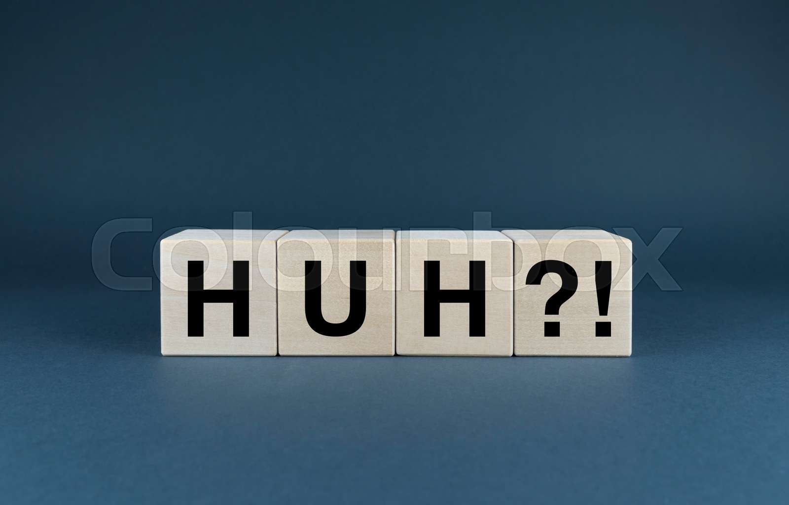Huh. Cubes form the word Huh. Huh concept | Stock image | Colourbox