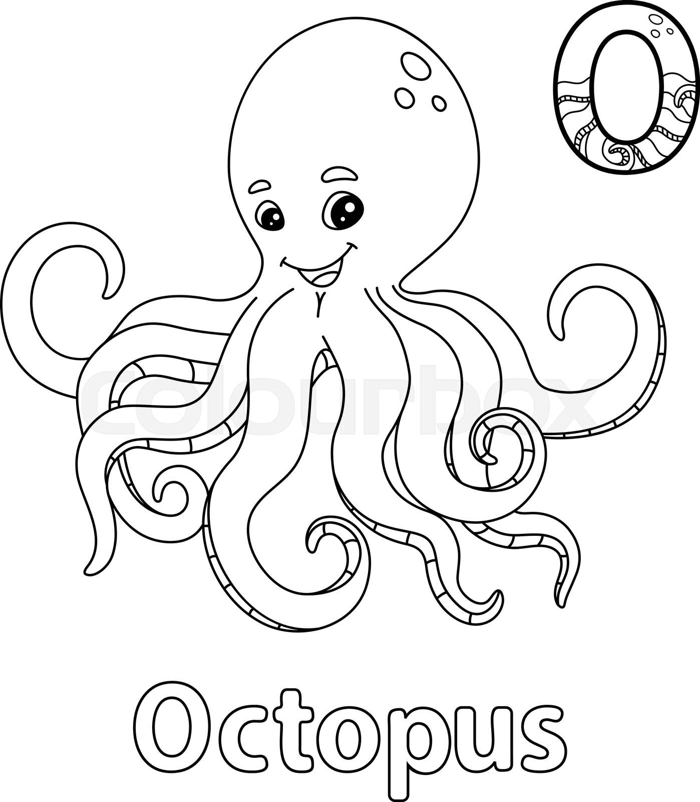 Octopus Alphabet ABC Coloring Page O | Stock vector | Colourbox
