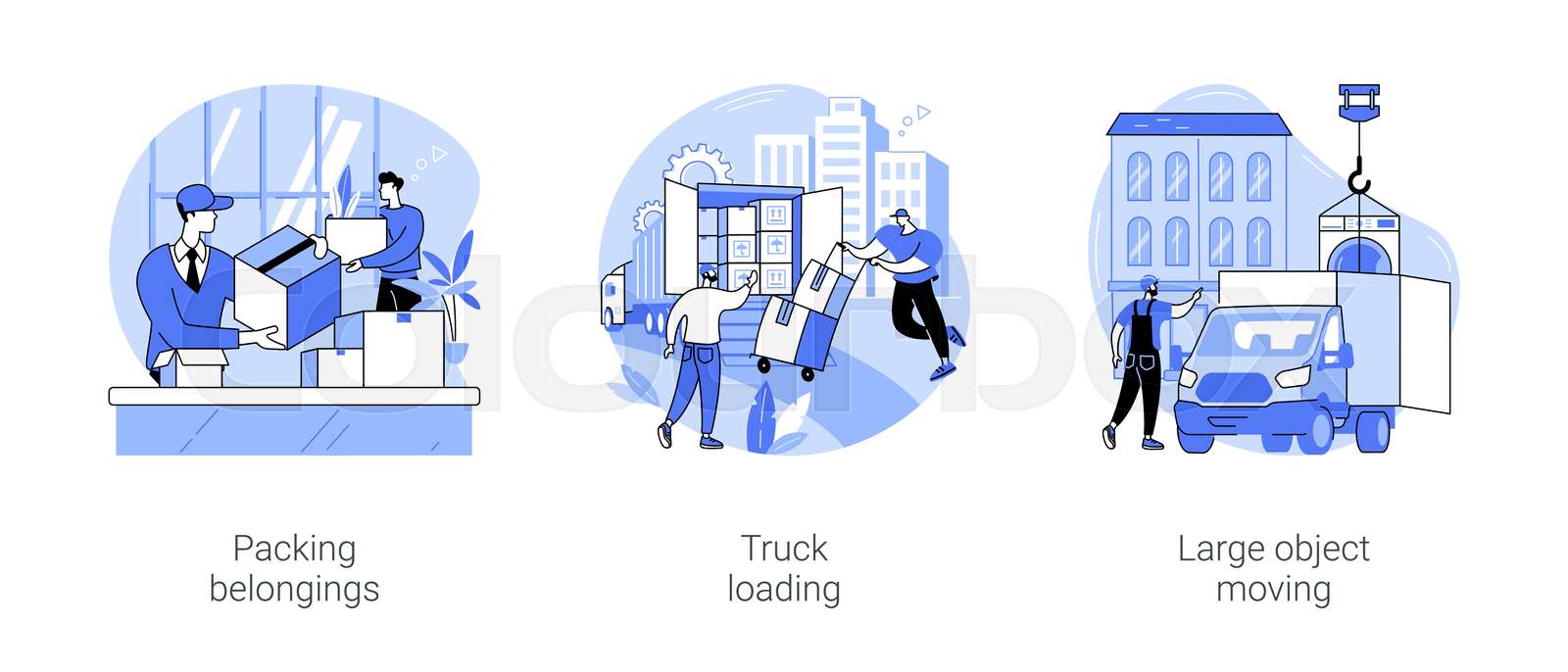 Moving company isolated cartoon vector illustrations se | Stock vector ...