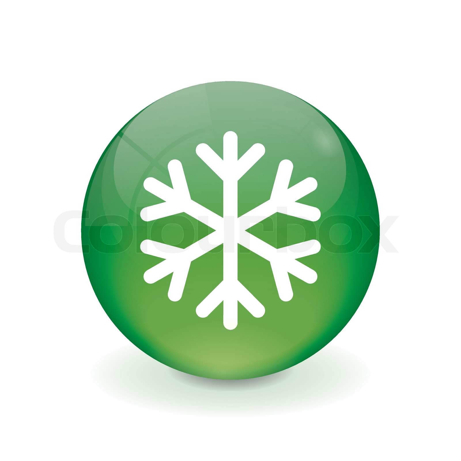 Runder grüner knopf - schneeflocken icon | Stock-Vektor | Colourbox