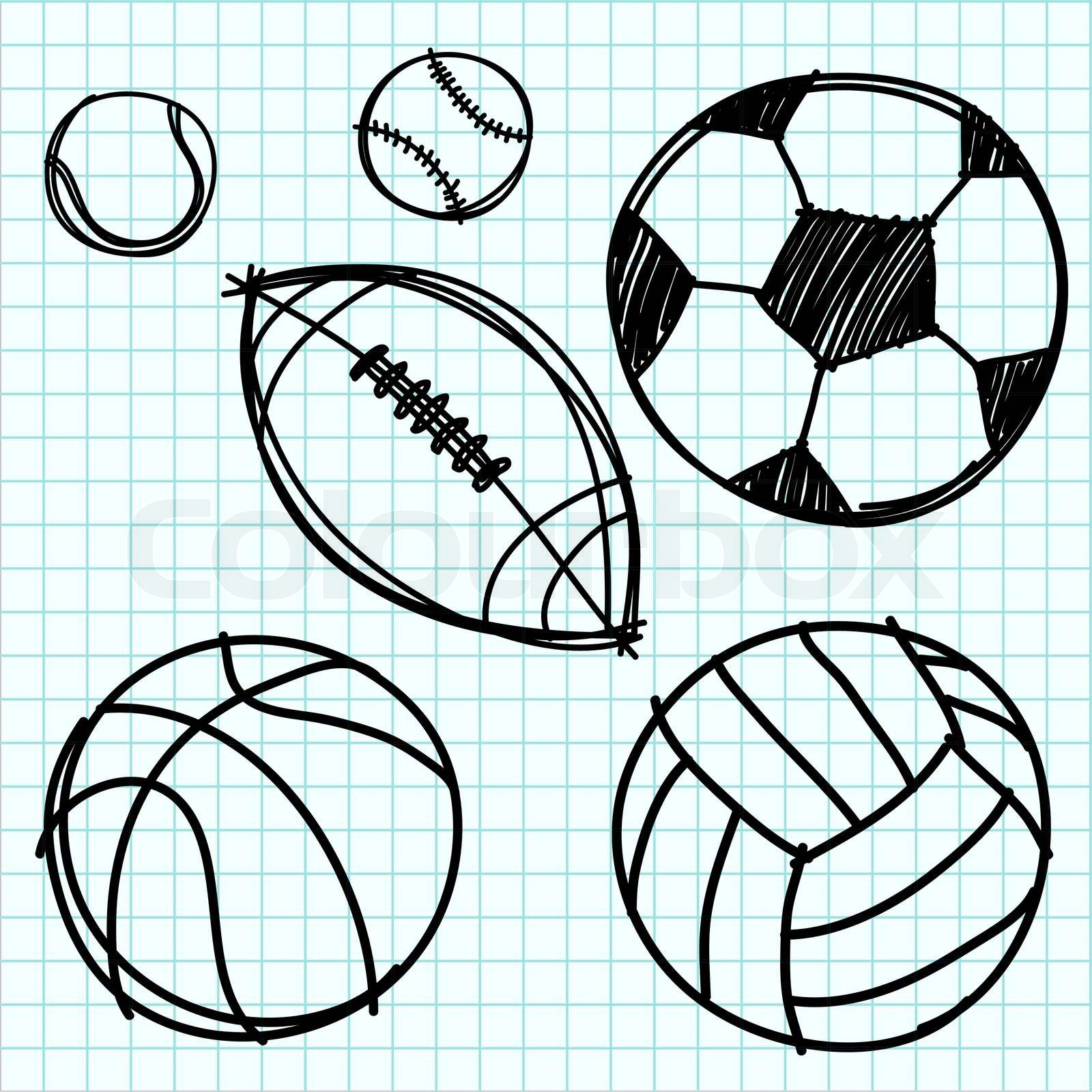 Sport ball hand draw ongraph Papier | Stock-Vektor | Colourbox