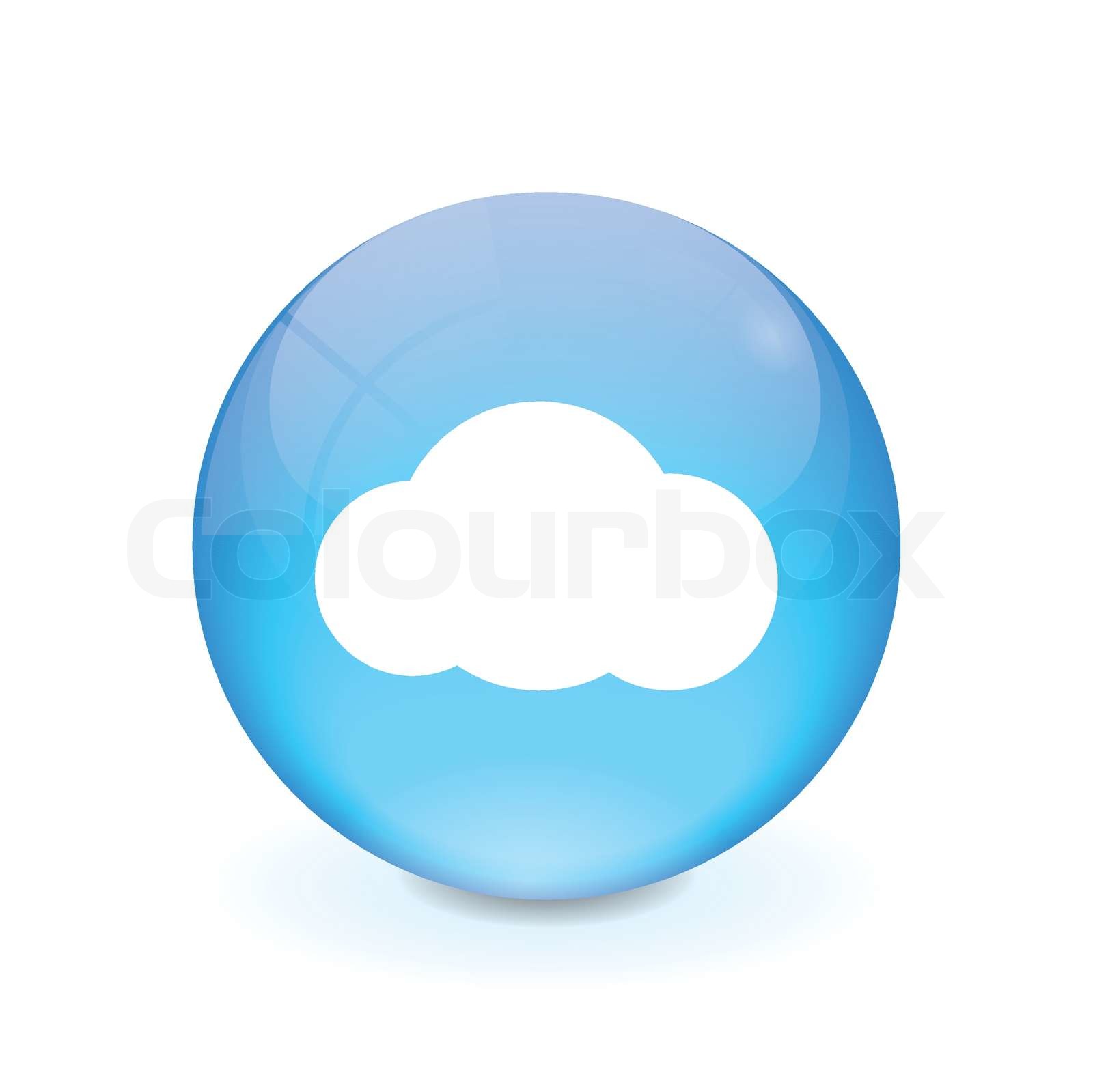 Round light blue button - cloud icon | Stock vector | Colourbox