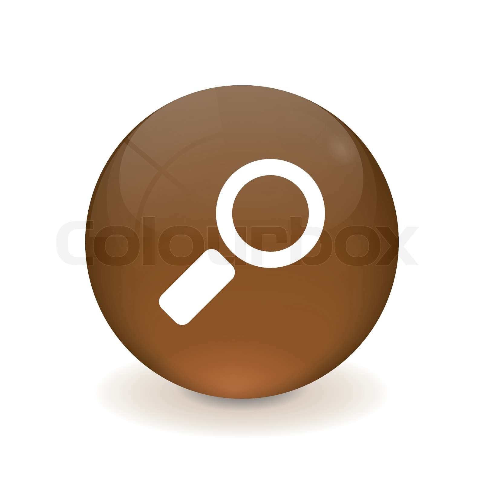 Round brown button - magnifier icon | Stock vector | Colourbox