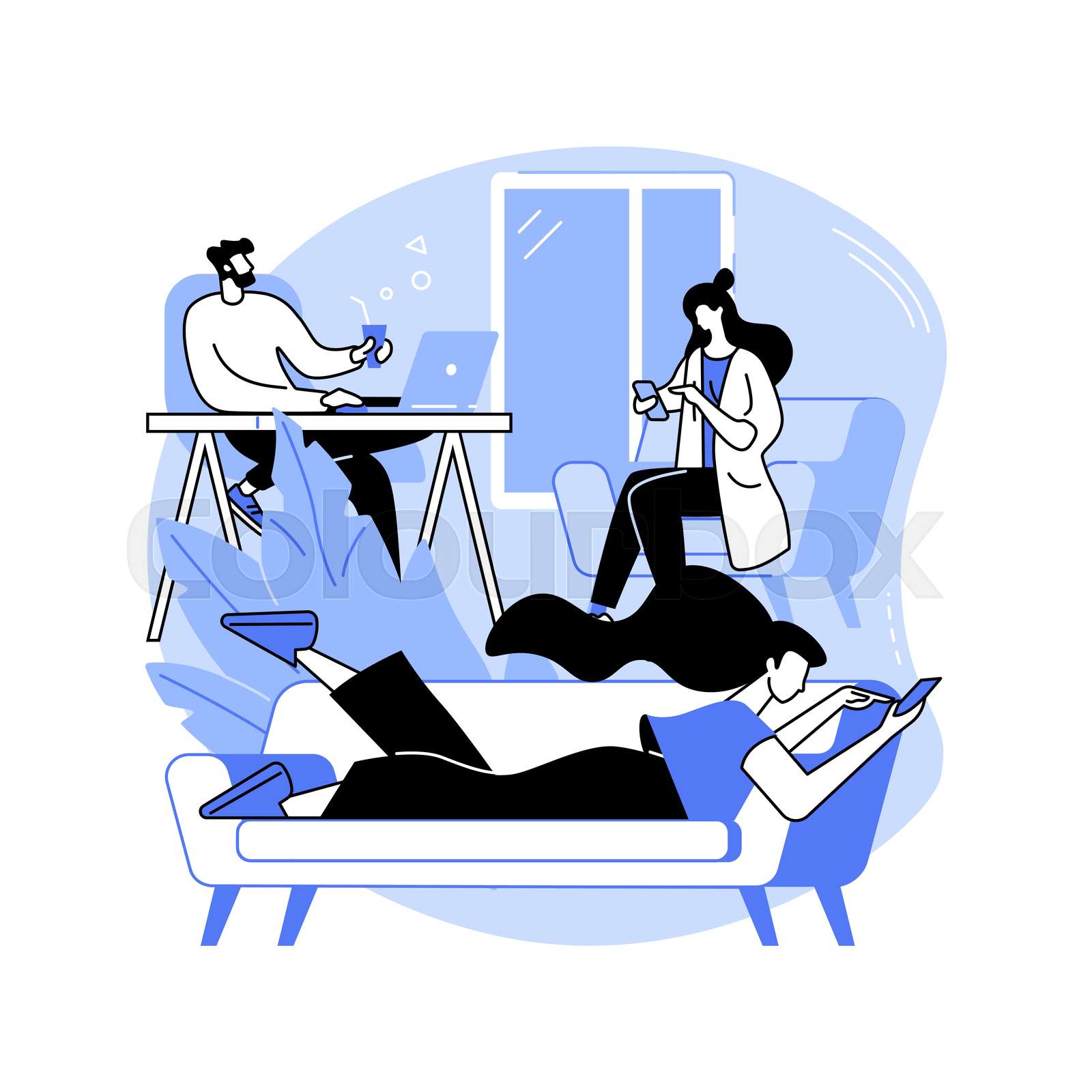 Flexible office isolated cartoon vector illustrations. | Stock vector ...