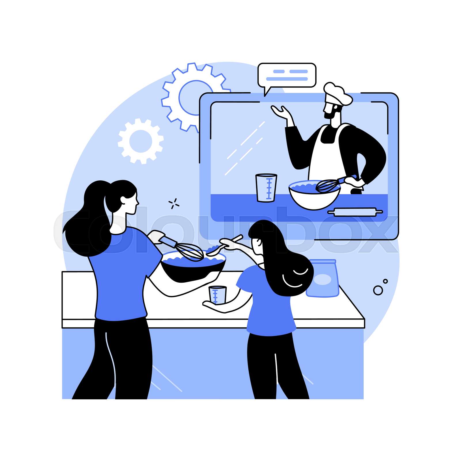 Family cooking classes isolated cartoon vector illustrations. | Stock ...