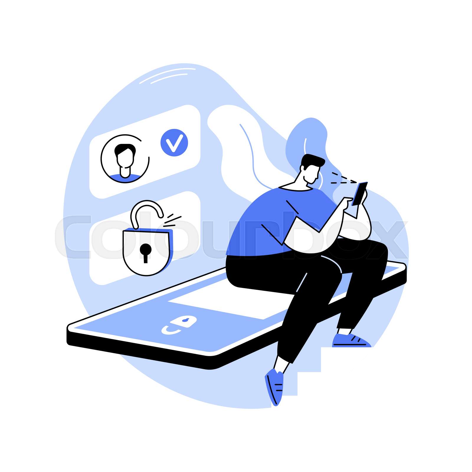 Facial recognition isolated cartoon vector illustrations. | Stock ...