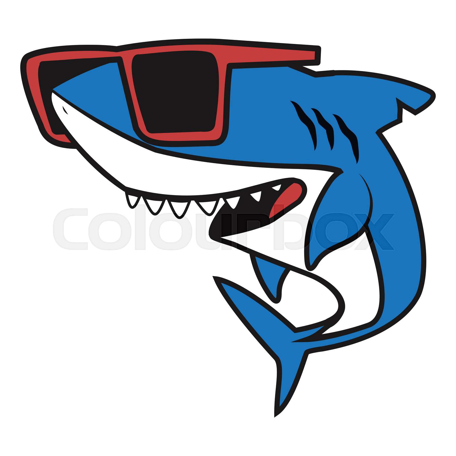 Cute Shark Cartoon with red glasses | Stock vector | Colourbox